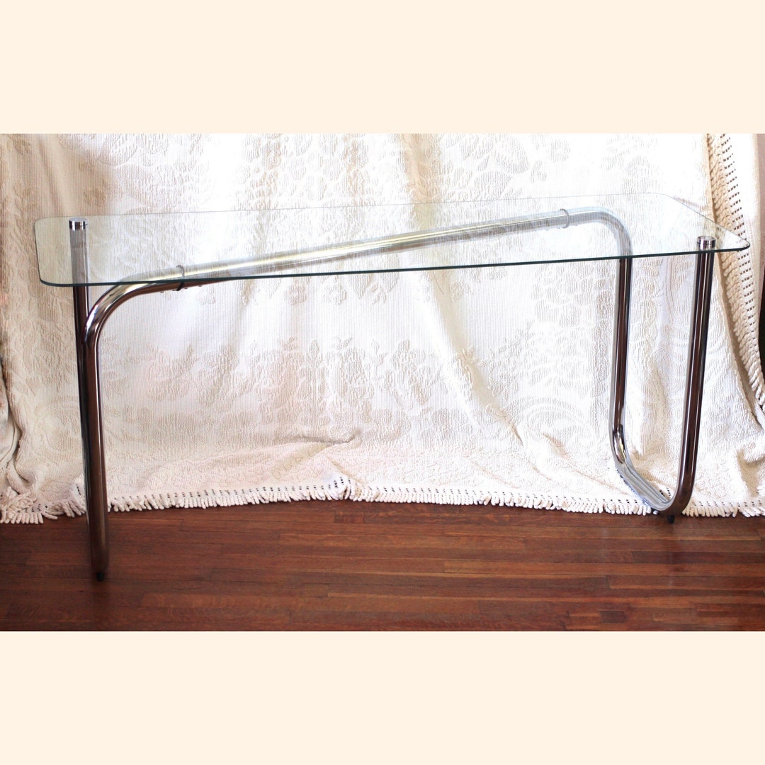 1960s Modern Chrome Tube Table With Glass Top - Etsy