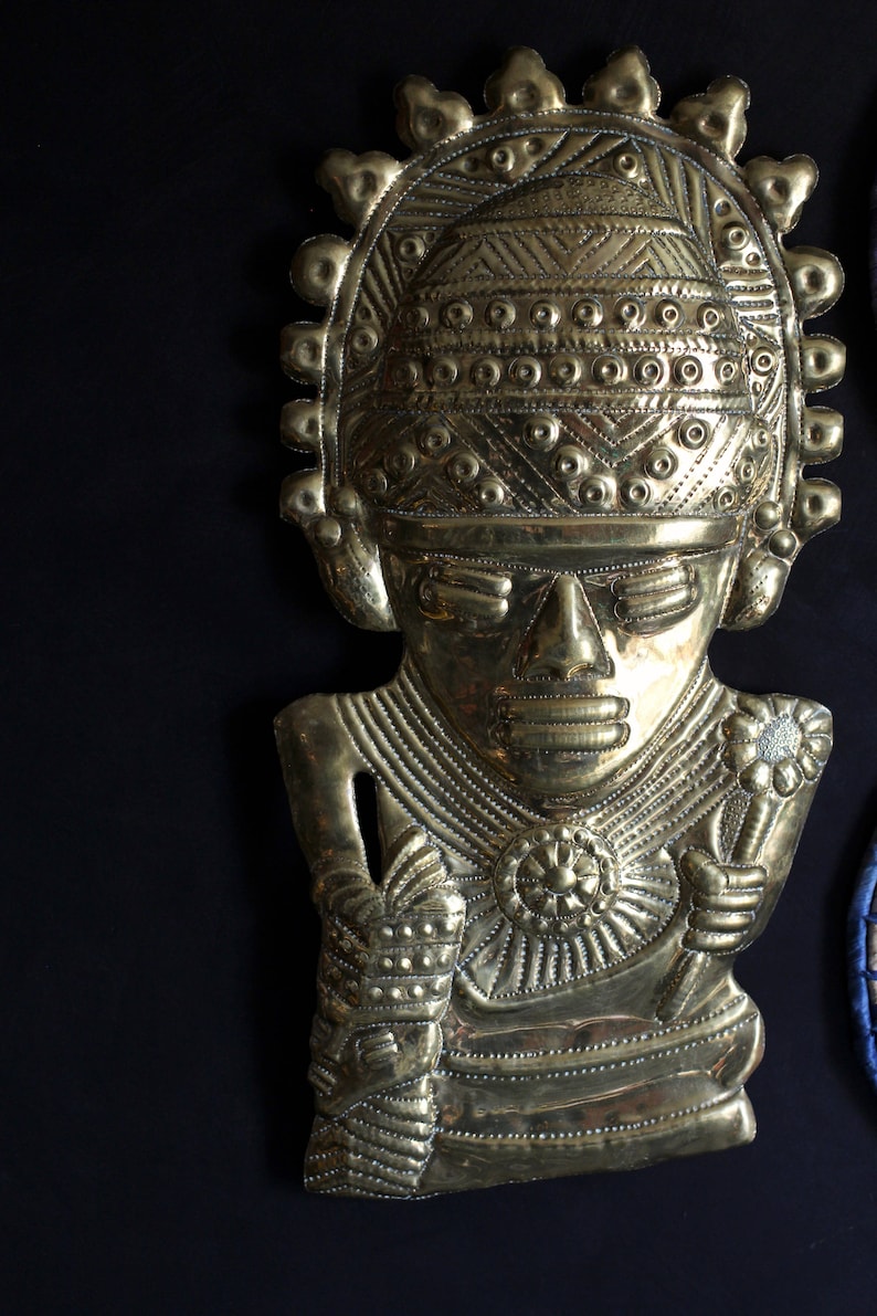 Gold Relief Plaque Warrior With Flower and Head gold Statue | Etsy