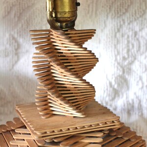 Popsicle Lamp Folk Art Camp Art Older Popsicle Stick Lamp Retro Lamp ...