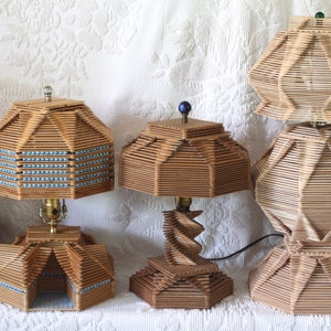 Popsicle Lamp Folk Art Camp Art Older Popsicle Stick Lamp Retro Lamp ...