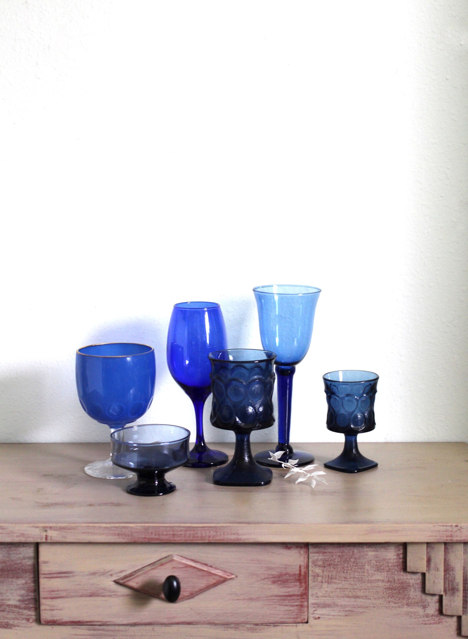 Set of 6 Blue Goblets Wine Glasses Blue Glasses Blue | Etsy