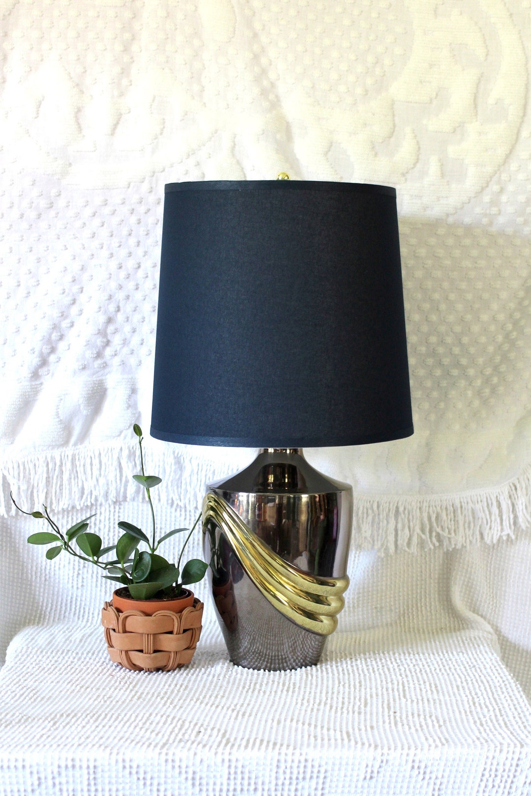 Brass Two Tone Lamp - Gold Lamp - Pewter Lamp - Table Lamp - Brass ...