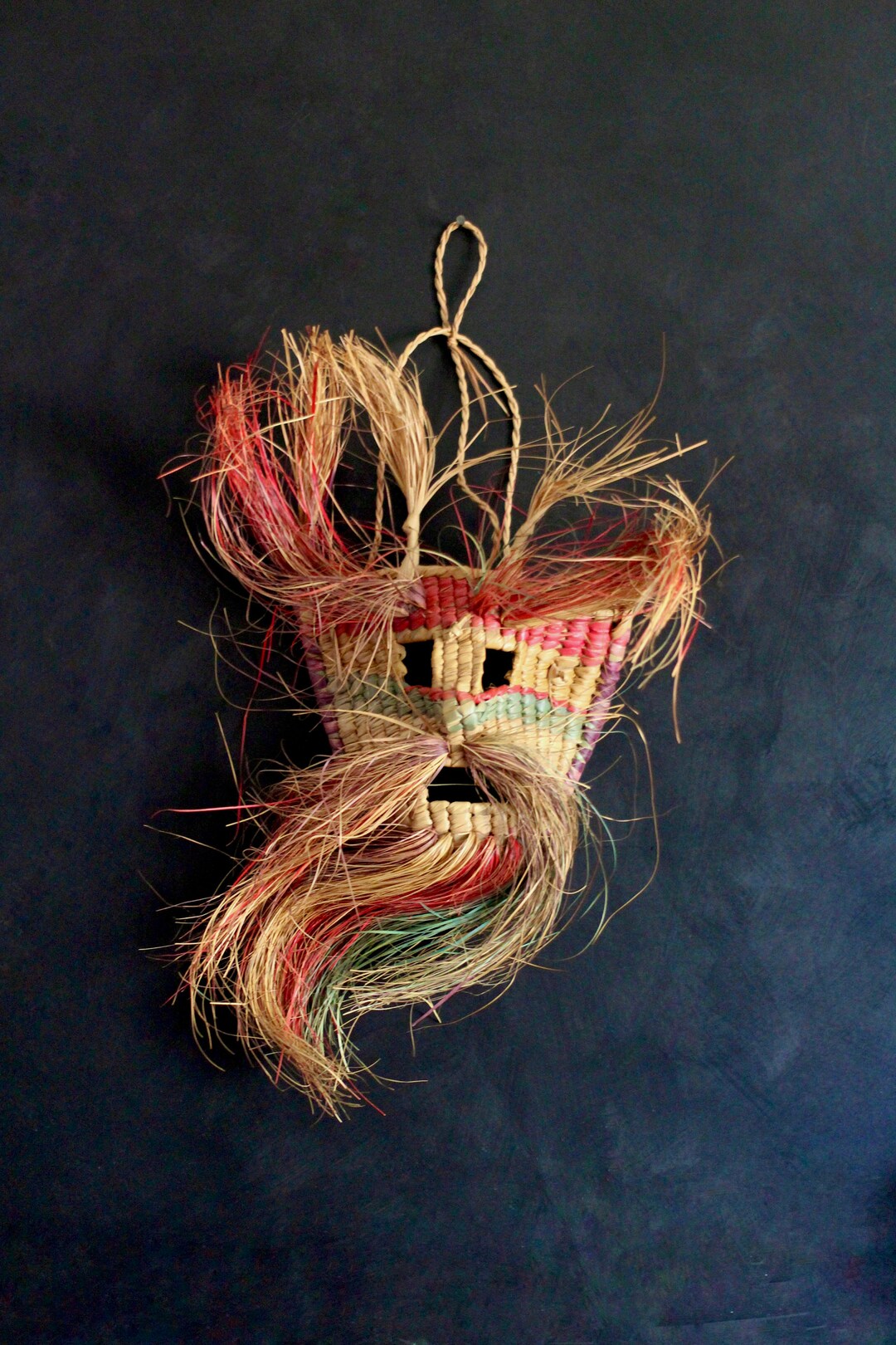 Unique Basket Face - Wall Mask - Mexican Folk Art - Basket Mask - Fiber ...