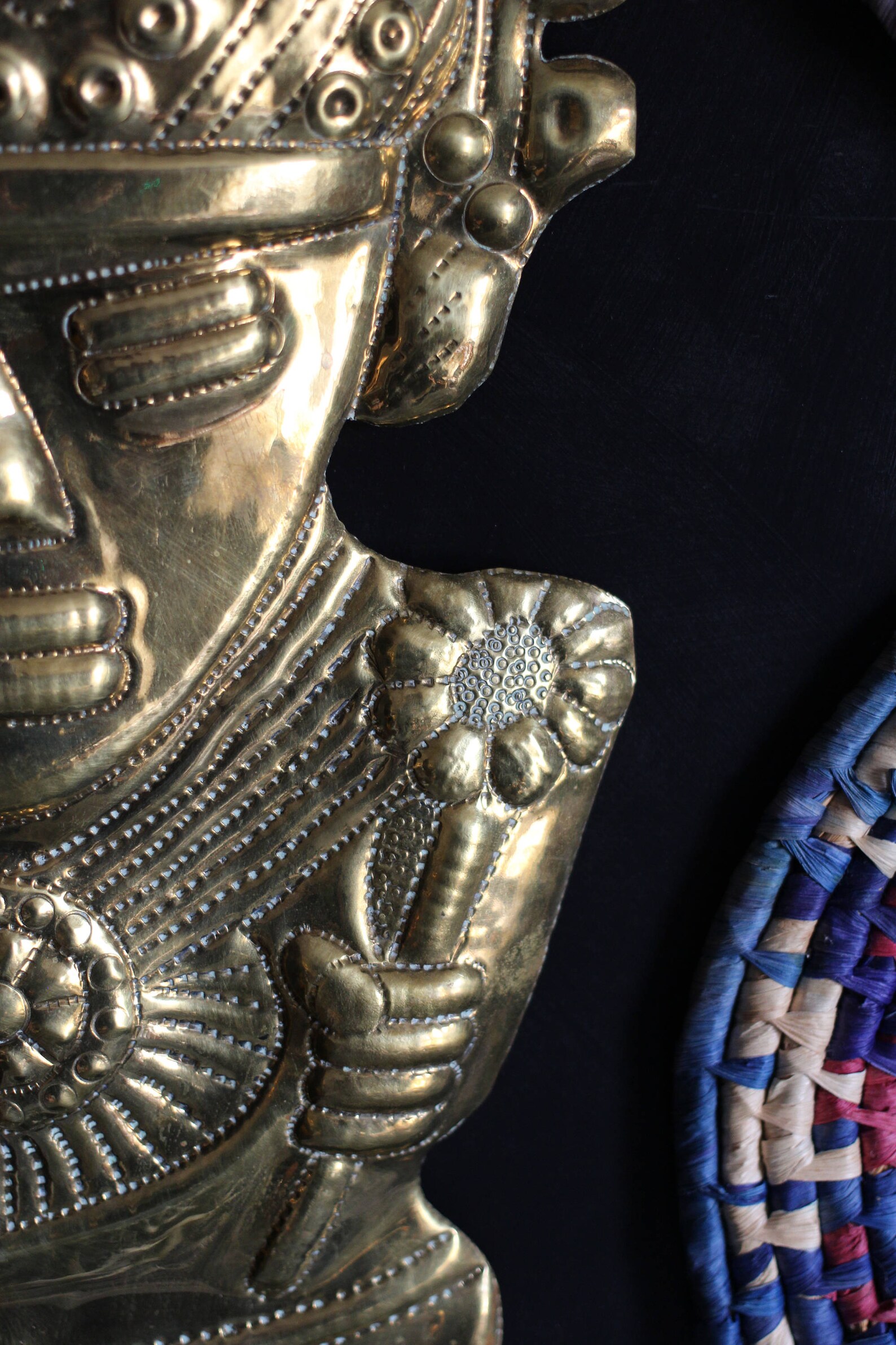 Gold Relief Plaque Warrior With Flower and Head gold Statue | Etsy