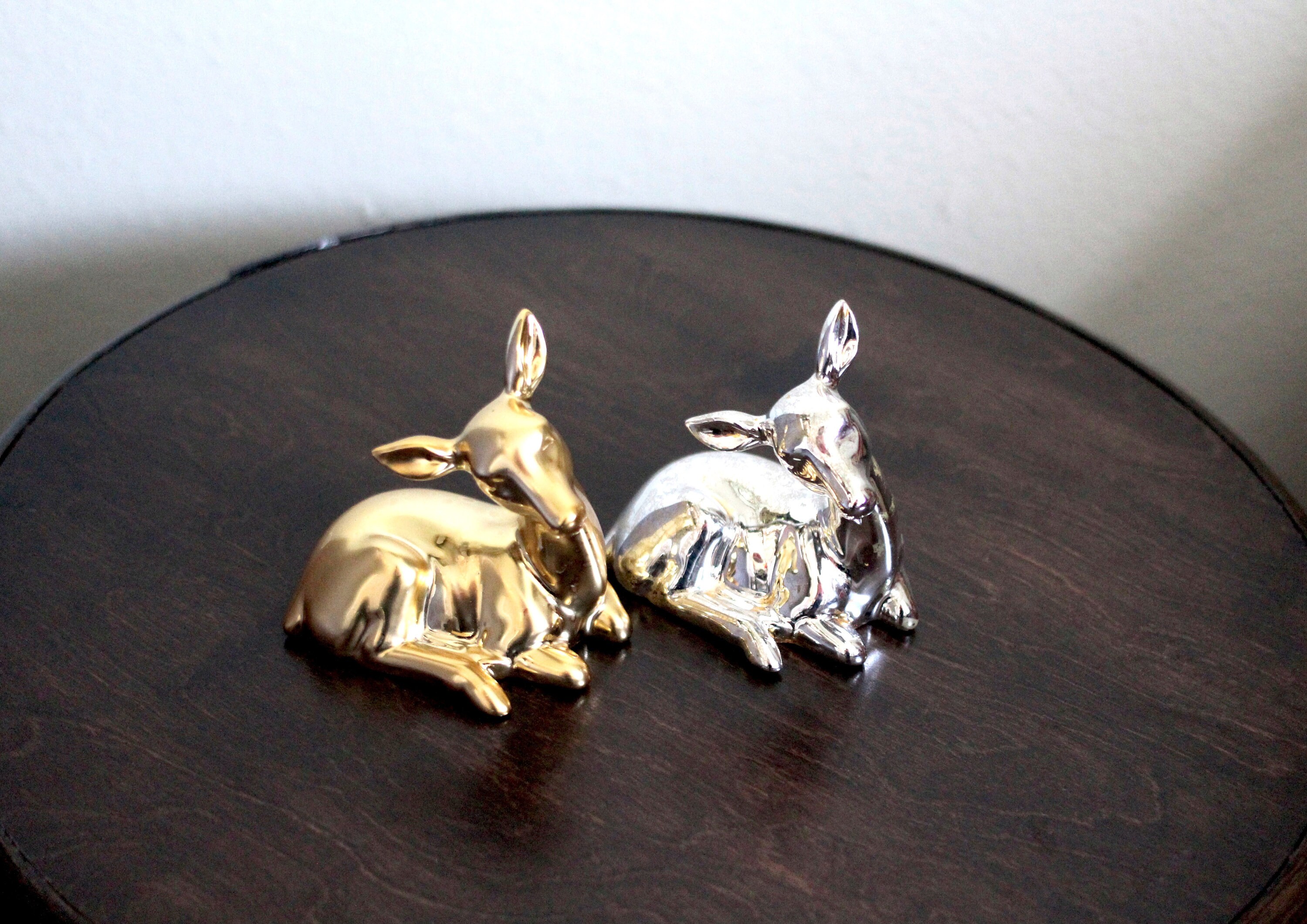 Metallic deer figurines deer statues Winter deer gold | Etsy
