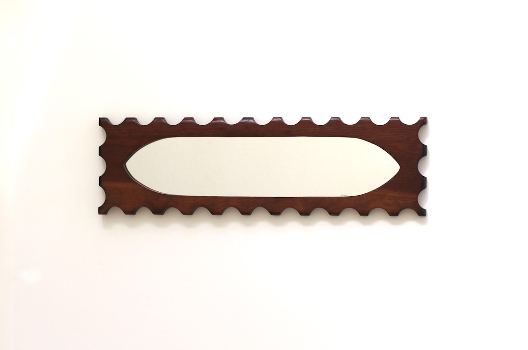 Sawtooth Walnut Wood Mirror - Wood Mirror - Midcentury Mirror - Angled ...