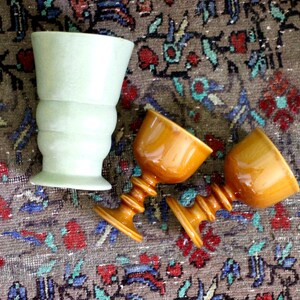 Pair Yellow Ceramic Goblets - Ceramic Wine Glasses - Wedding Gift ...