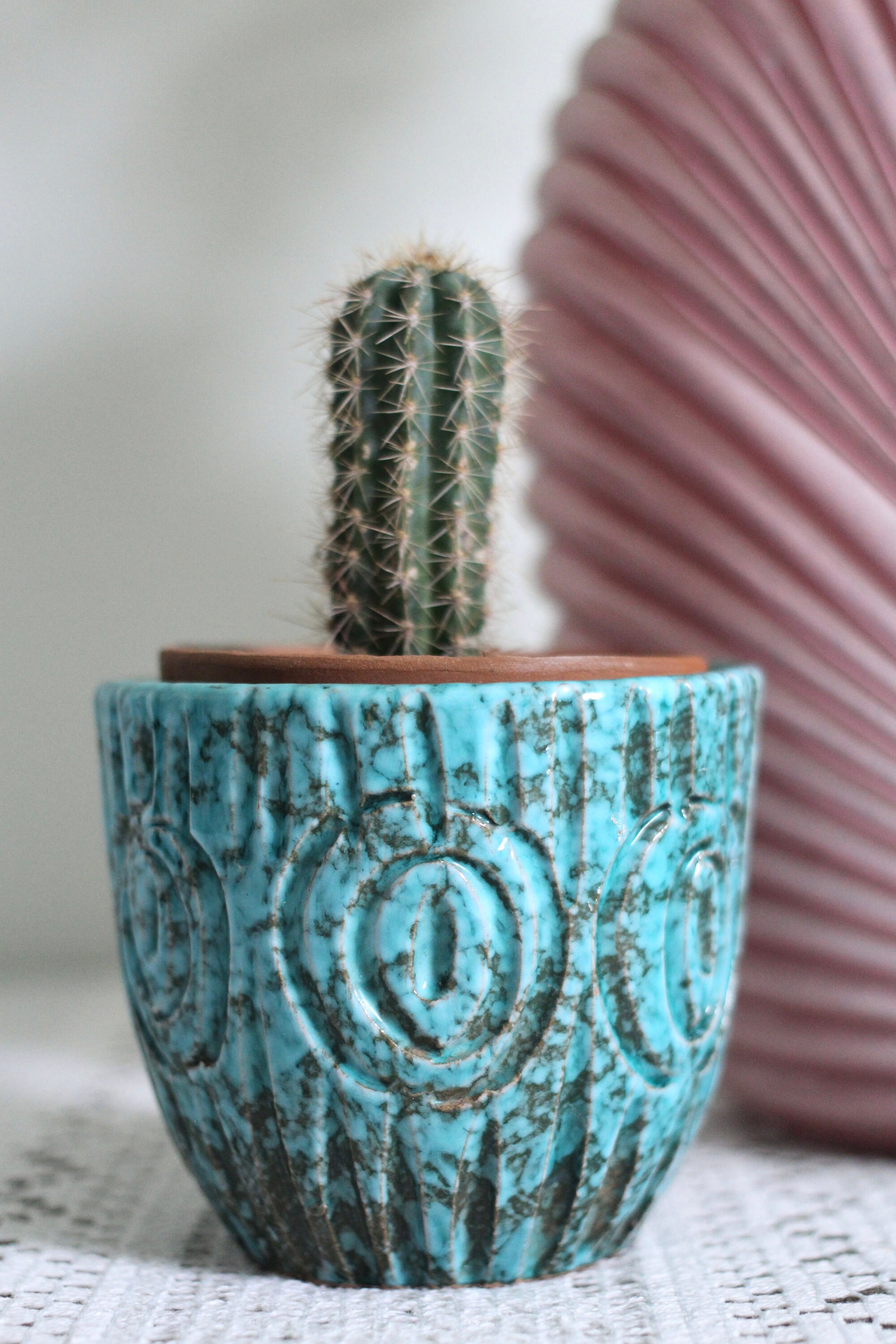 Small Turquoise Planter - Pottery Planter - Textured Planter - Ceramic ...