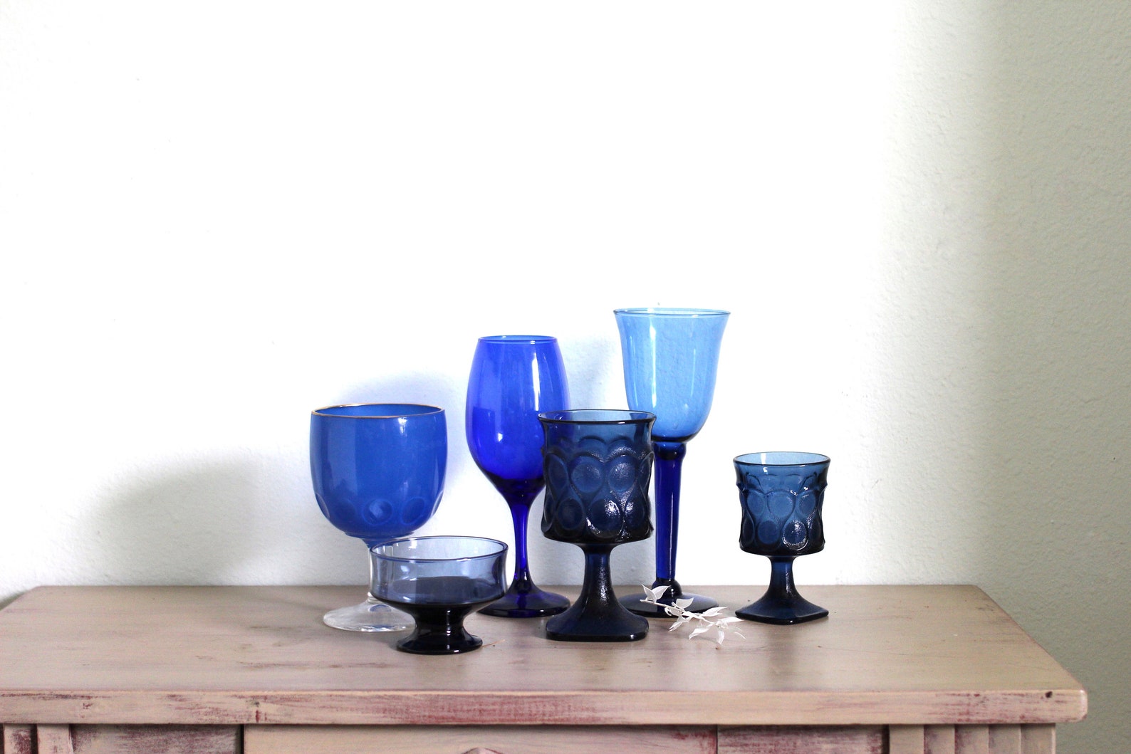 Set of 6 Blue Goblets Wine Glasses Blue Glasses Blue - Etsy