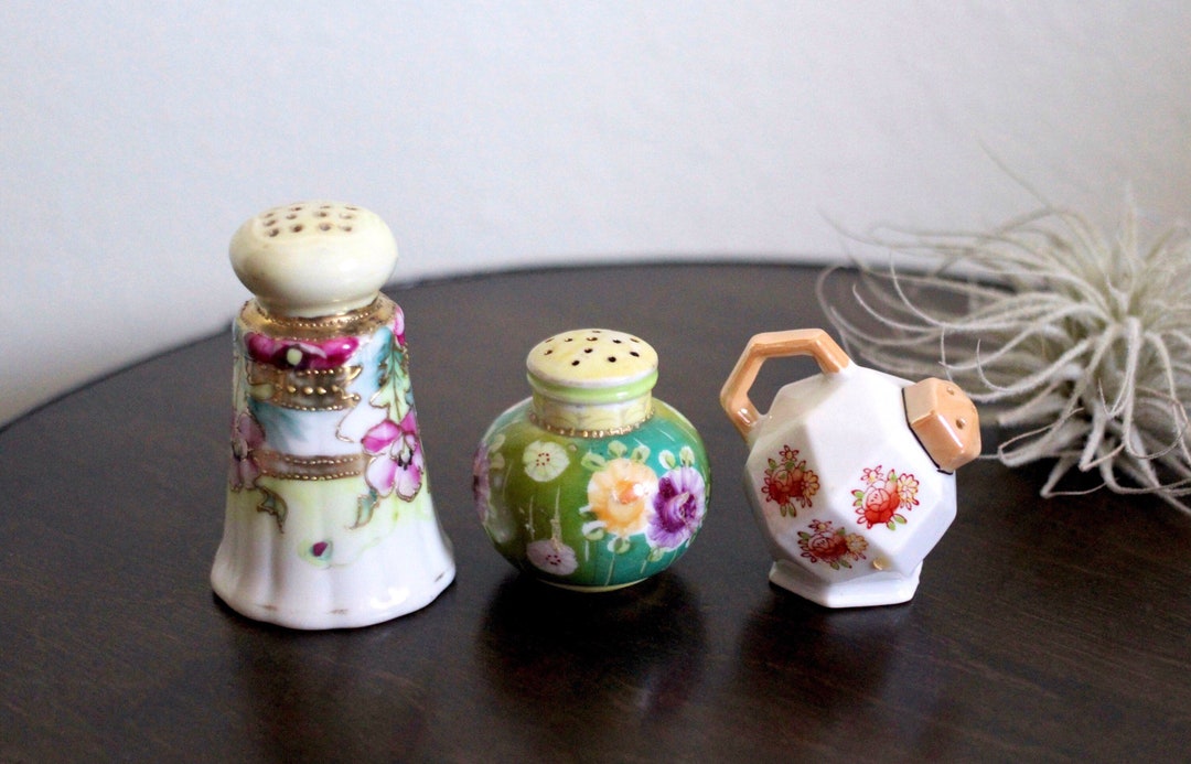 Victorian Shakers Handpainted Shakers Flower Design Antique Porcelain ...