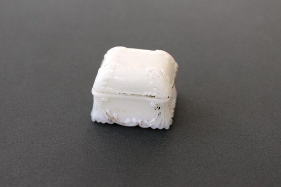 Small Milk Glass Box - rectangle box - trinket box - … - Gem