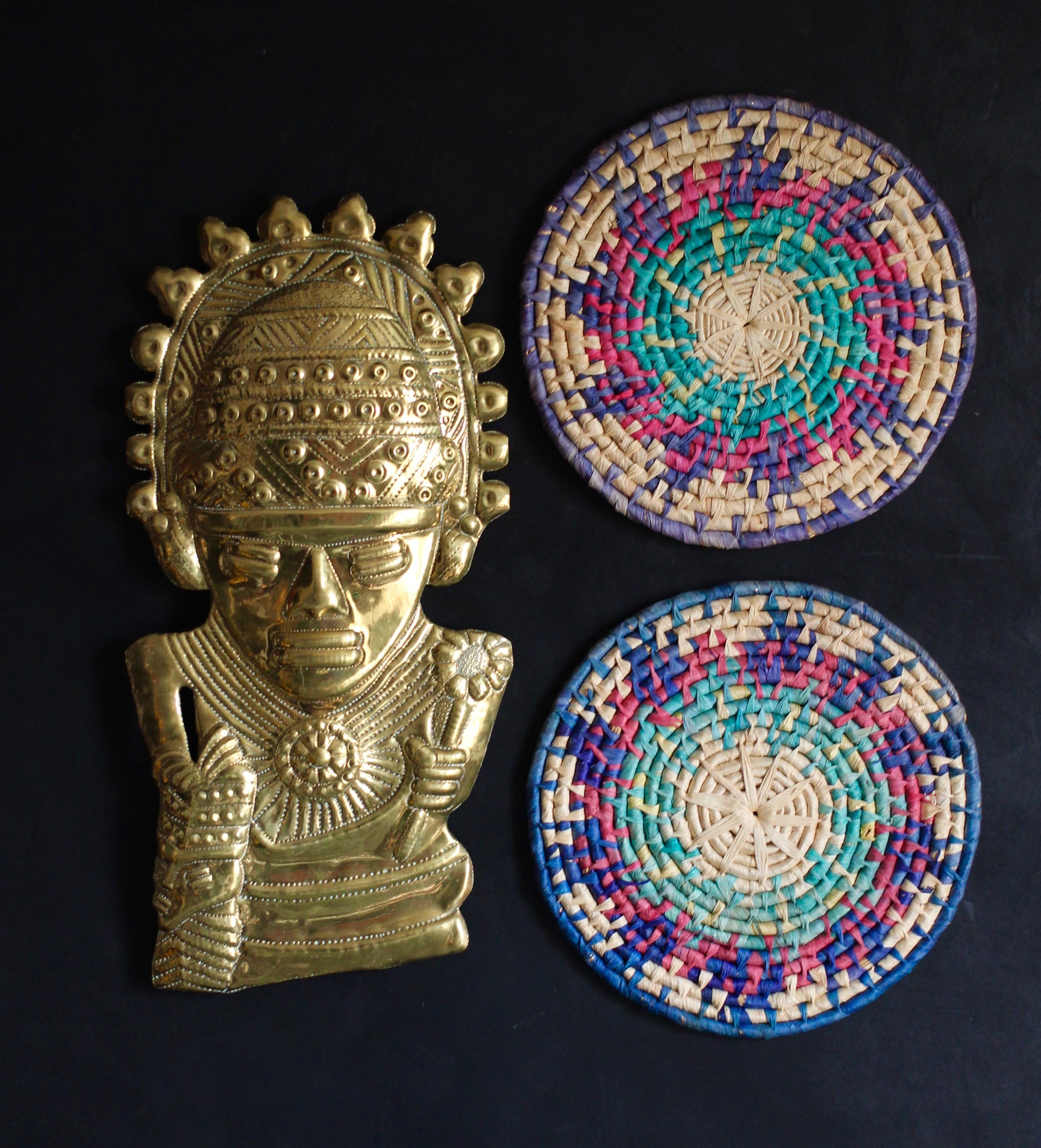 Gold Relief Plaque Warrior With Flower and Head gold Statue | Etsy