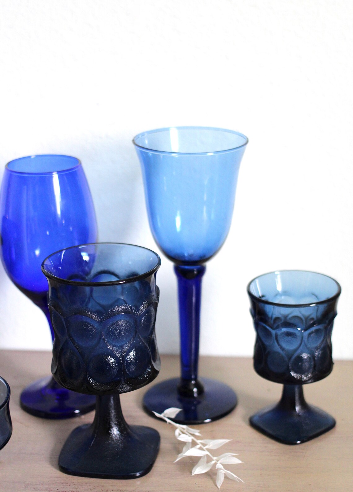 Set of 6 Blue Goblets Wine Glasses Blue Glasses Blue - Etsy