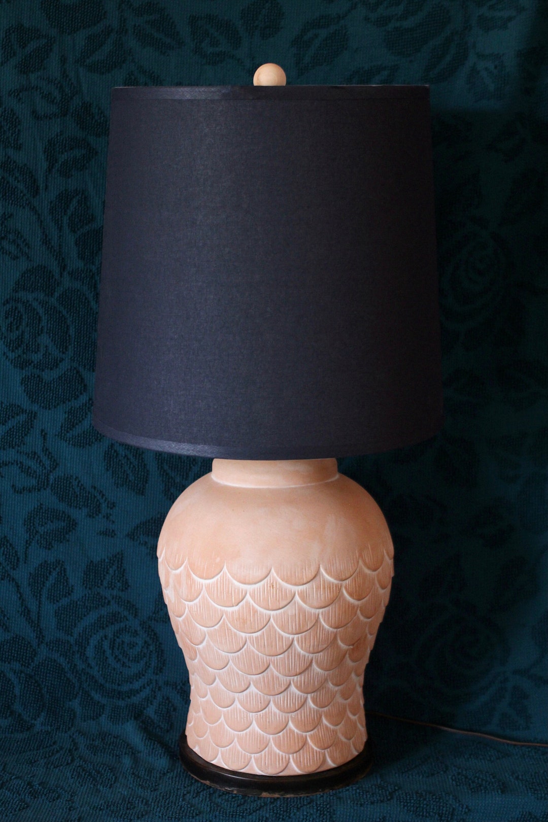 Terracotta Lamp - Large Table Lamp - Scale Lamp - Art Deco Lamp - Fish ...