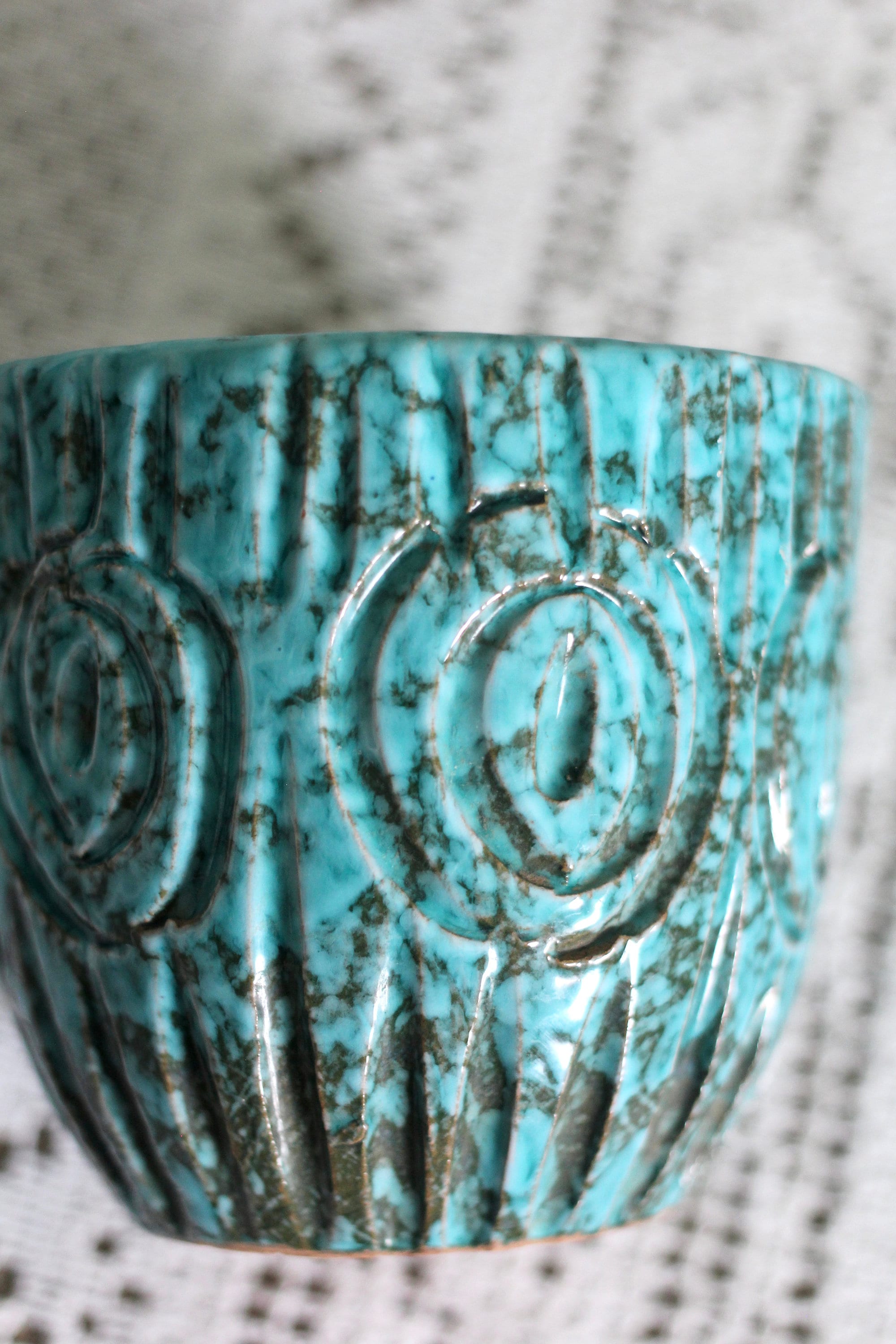 Small Turquoise Planter - Pottery Planter - Textured Planter - Ceramic ...