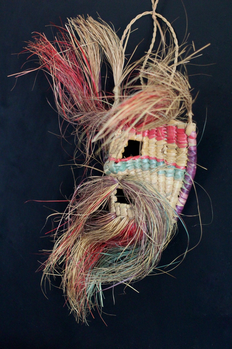 Unique Basket Face - Wall Mask - Mexican Folk Art - Basket Mask - Fiber ...