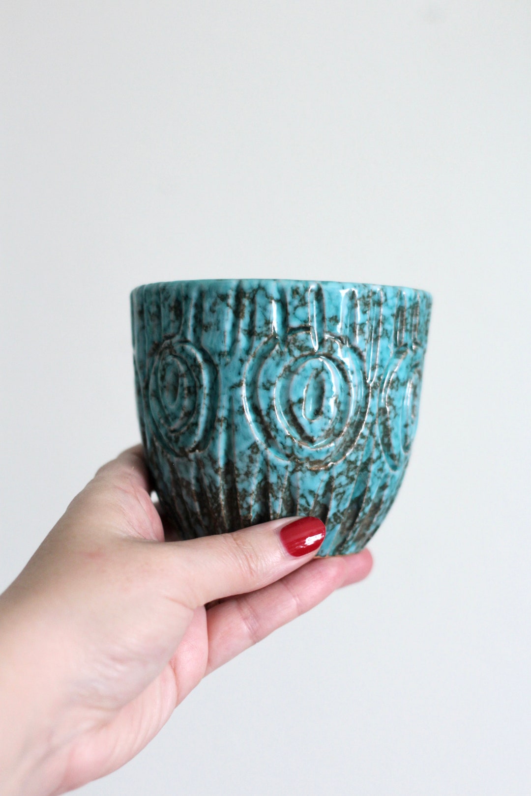 Small Turquoise Planter - Pottery Planter - Textured Planter - Ceramic ...