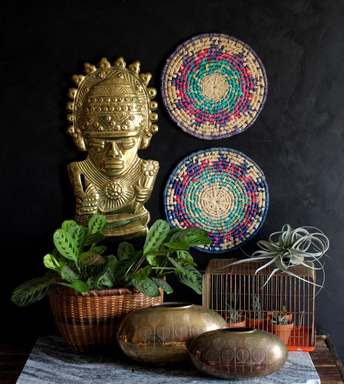 Gold Relief Plaque Warrior With Flower and Head gold Statue | Etsy