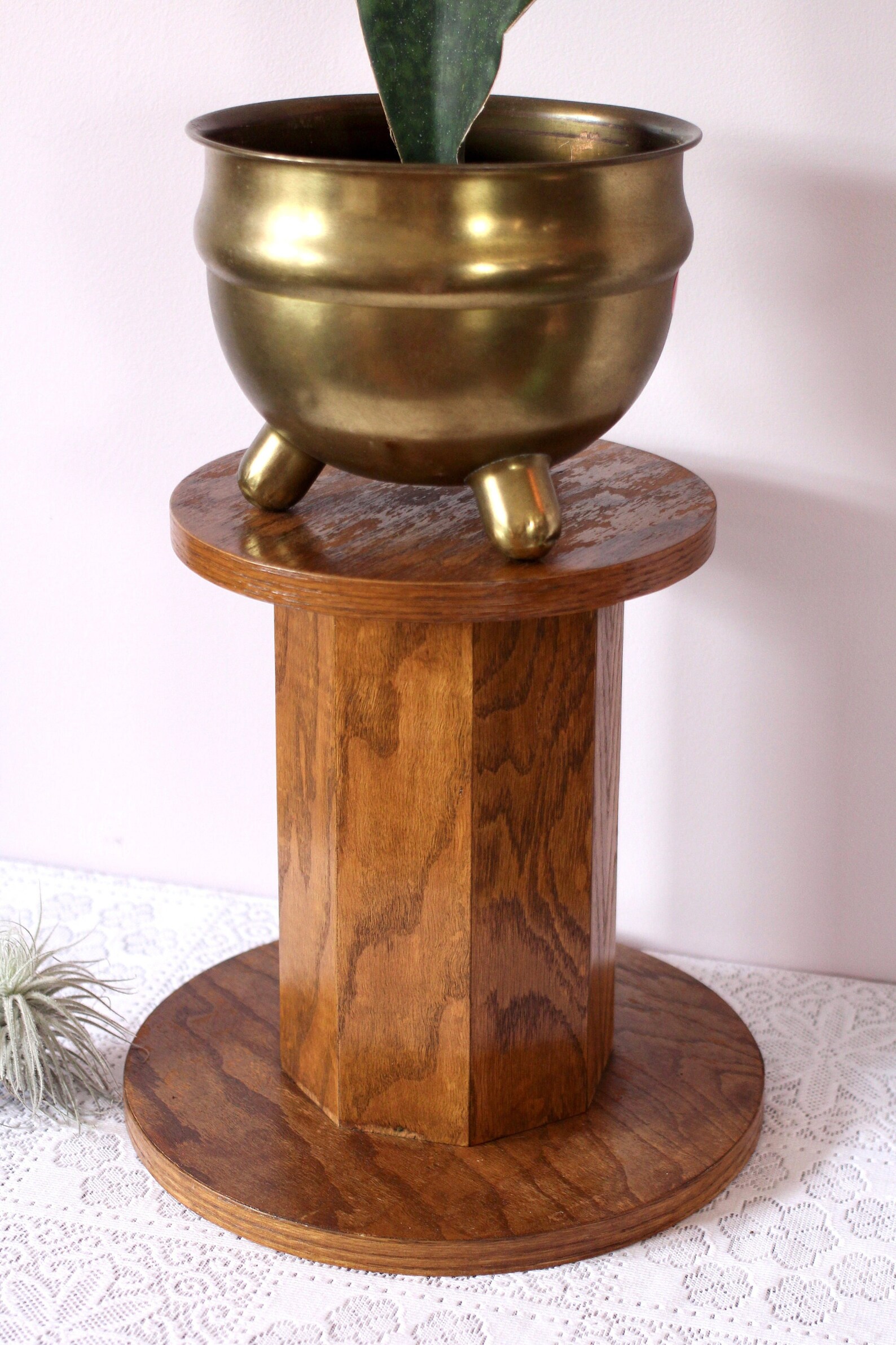 Octagon Wood Plant Stand - Wood Stand - Wood Stool - Plant Stand ...