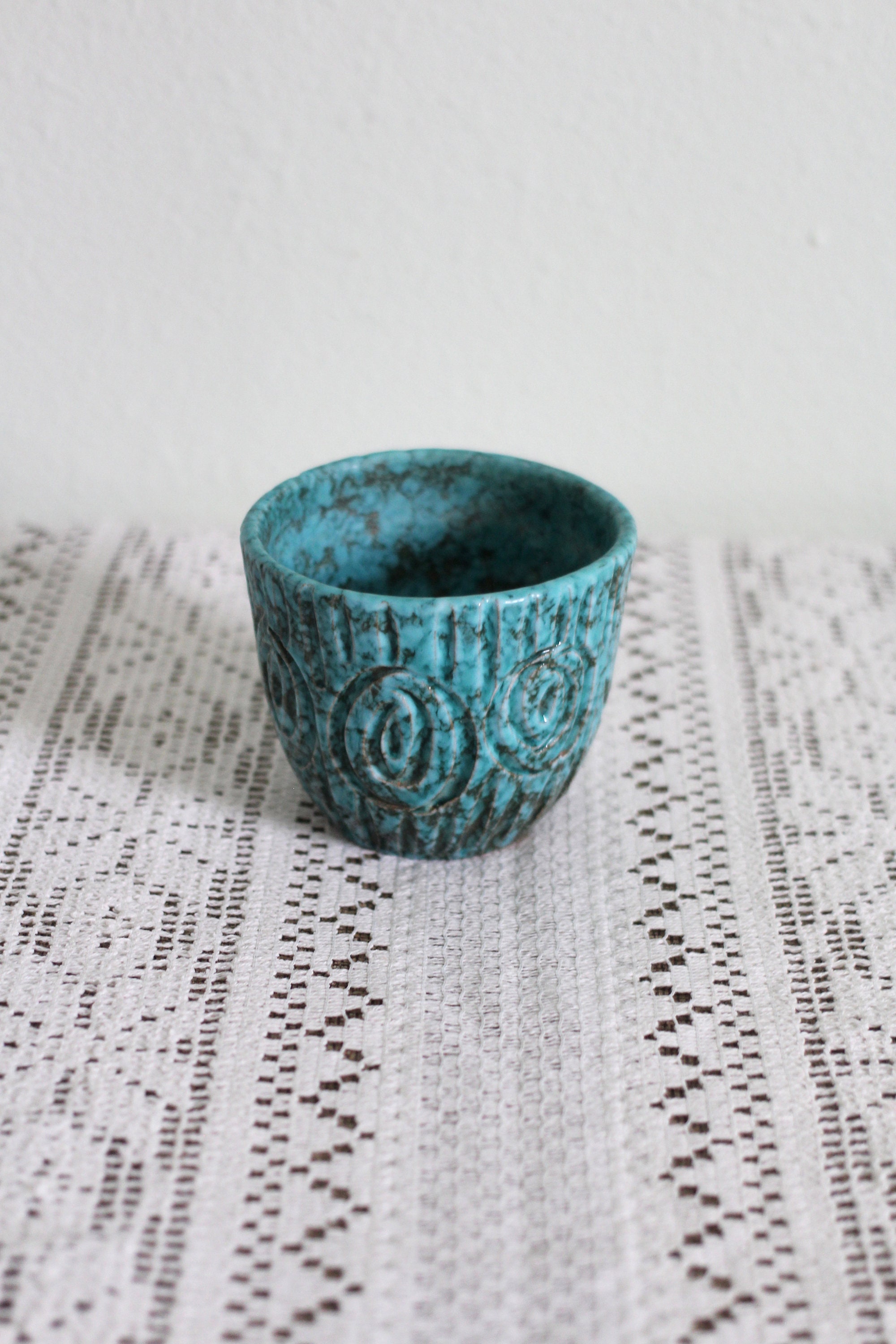 Small Turquoise Planter - Pottery Planter - Textured Planter - Ceramic ...