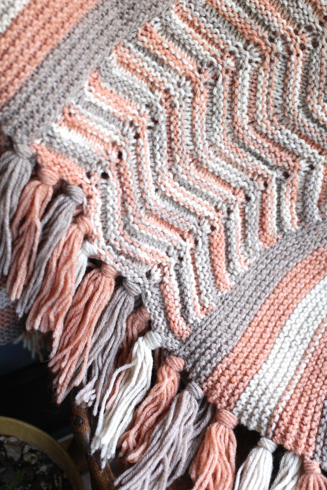 Striped Cream and Orange Throw Gray Stripe Fringed Throw Knit Throw ...