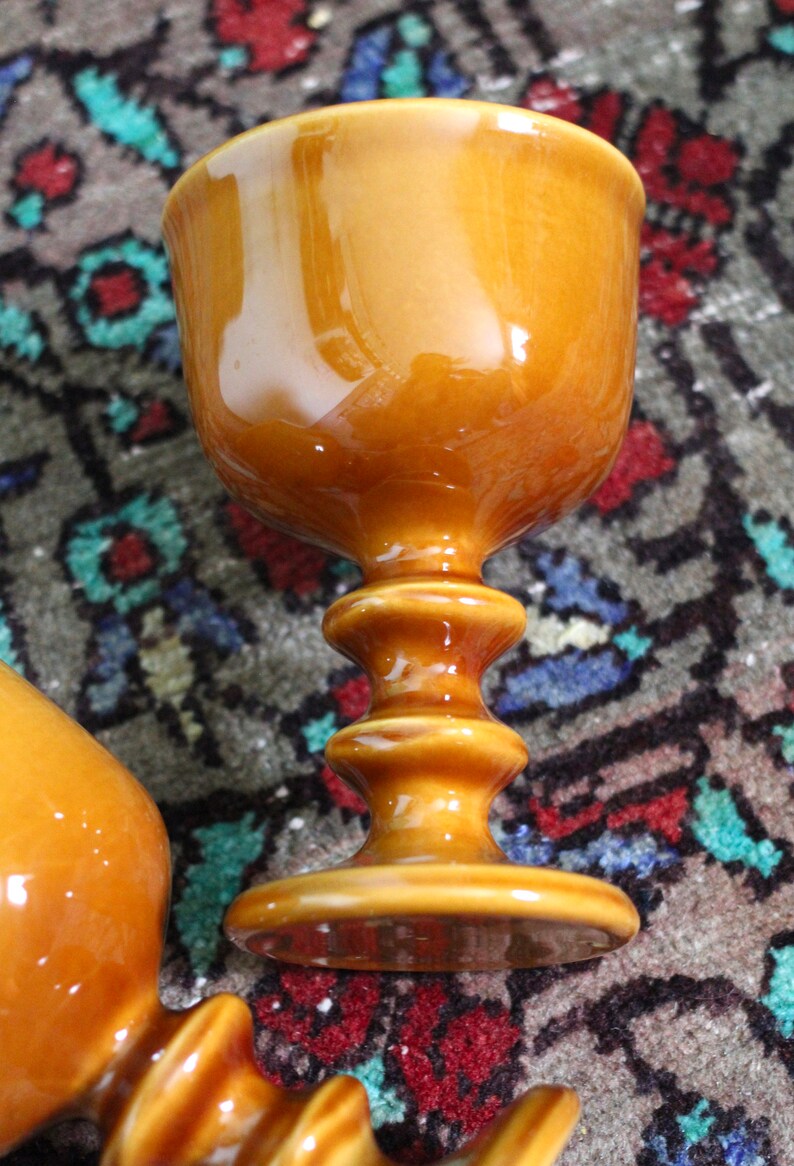 Pair Yellow Ceramic Goblets - Ceramic Wine Glasses - Wedding Gift ...