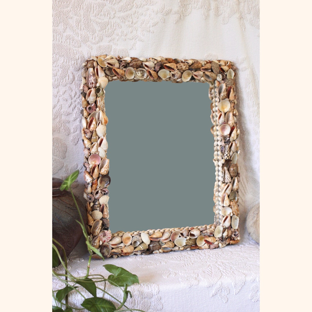 Shell Mirror - Rectangle Mirror - Shell Art - Large Mirror - Bathroom ...