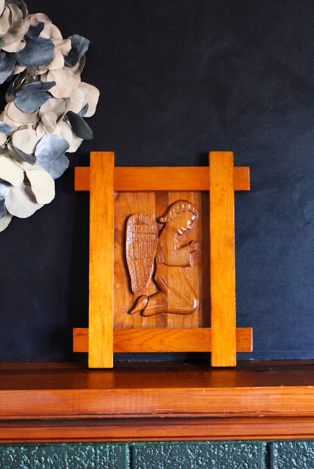 Folk Angel - Wood Angel - Angel Art - Folk Art - Wood Framed Angel ...