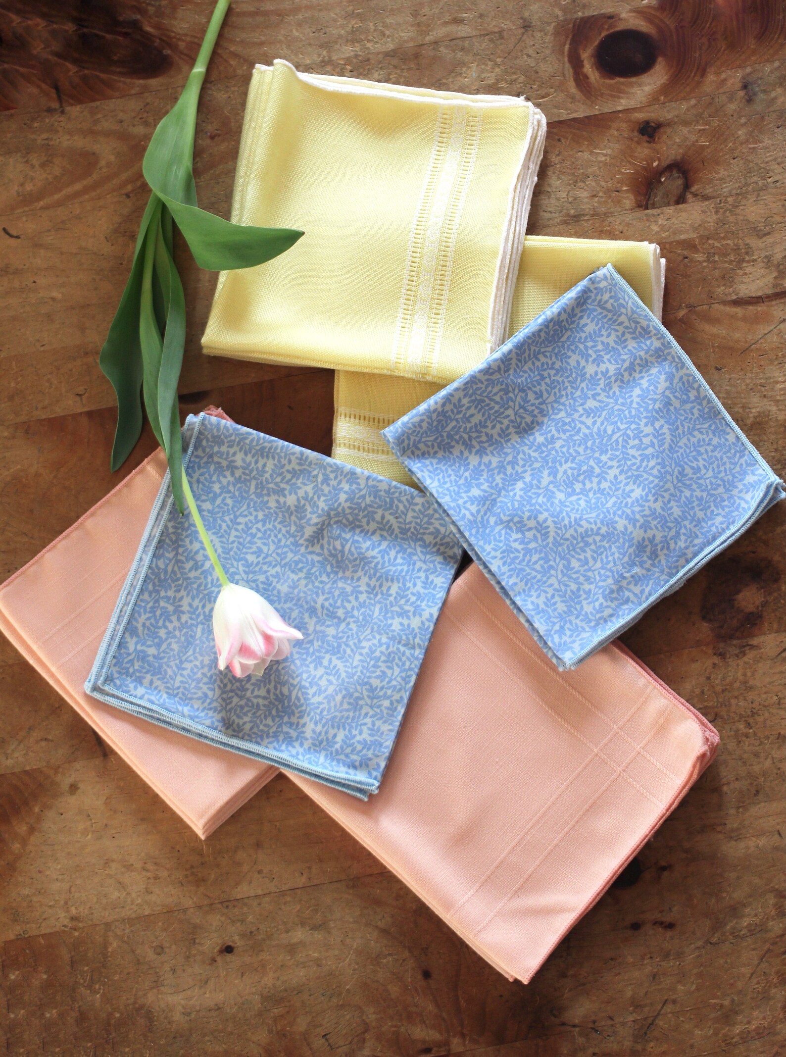 Set of 6 Pink Napkins Peach Napkins Pink Linens Vintage - Etsy
