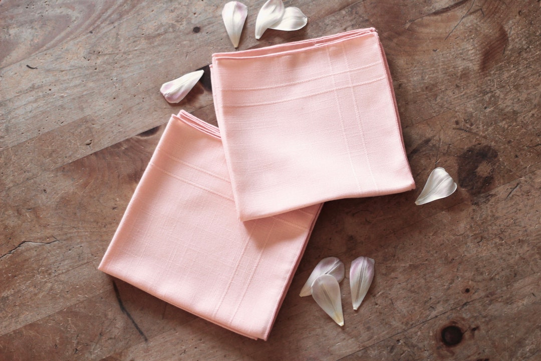 Set of 6 Pink Napkins - Peach Napkins - Pink Linens - Vintage Napkins ...