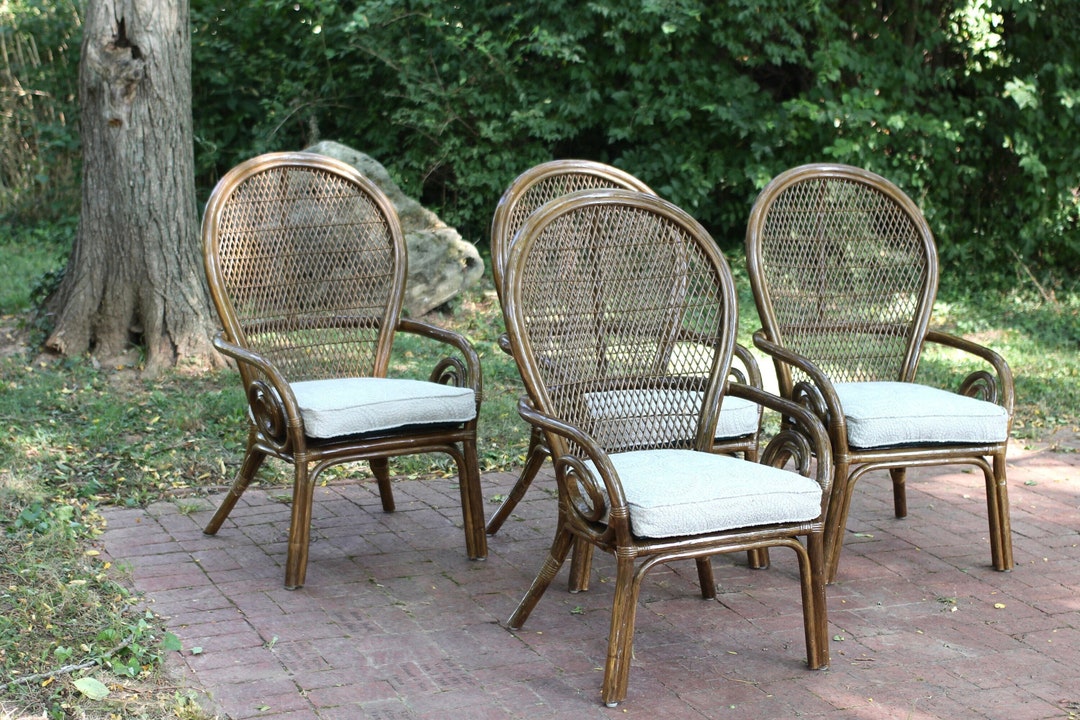 Set of 4 Rattan Chairs - Scroll Chairs - Scroll Arms - Dining Room ...
