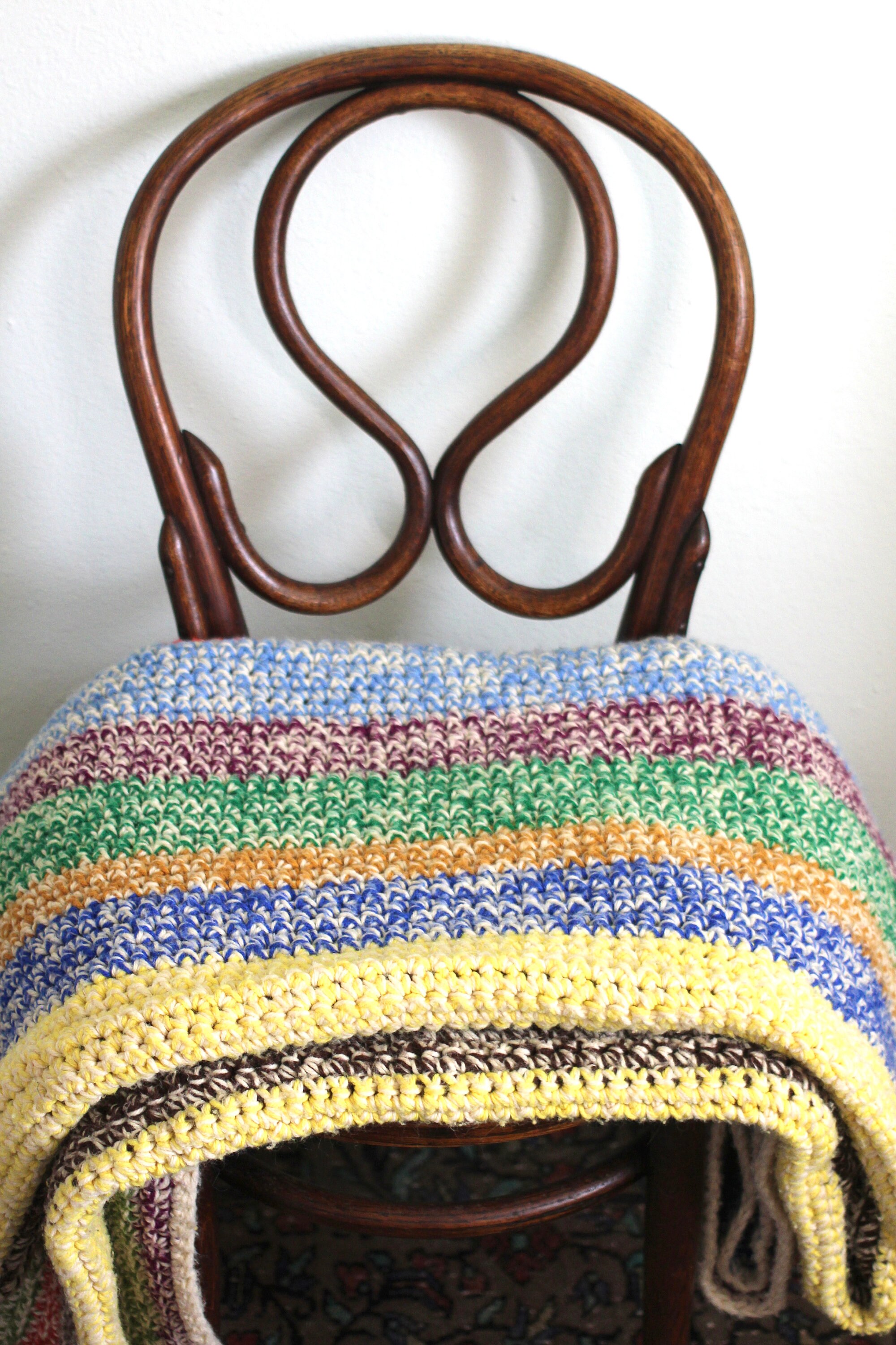 Rainbow and Cream Striped Blanket - Retro Blanket - Striped Throw ...