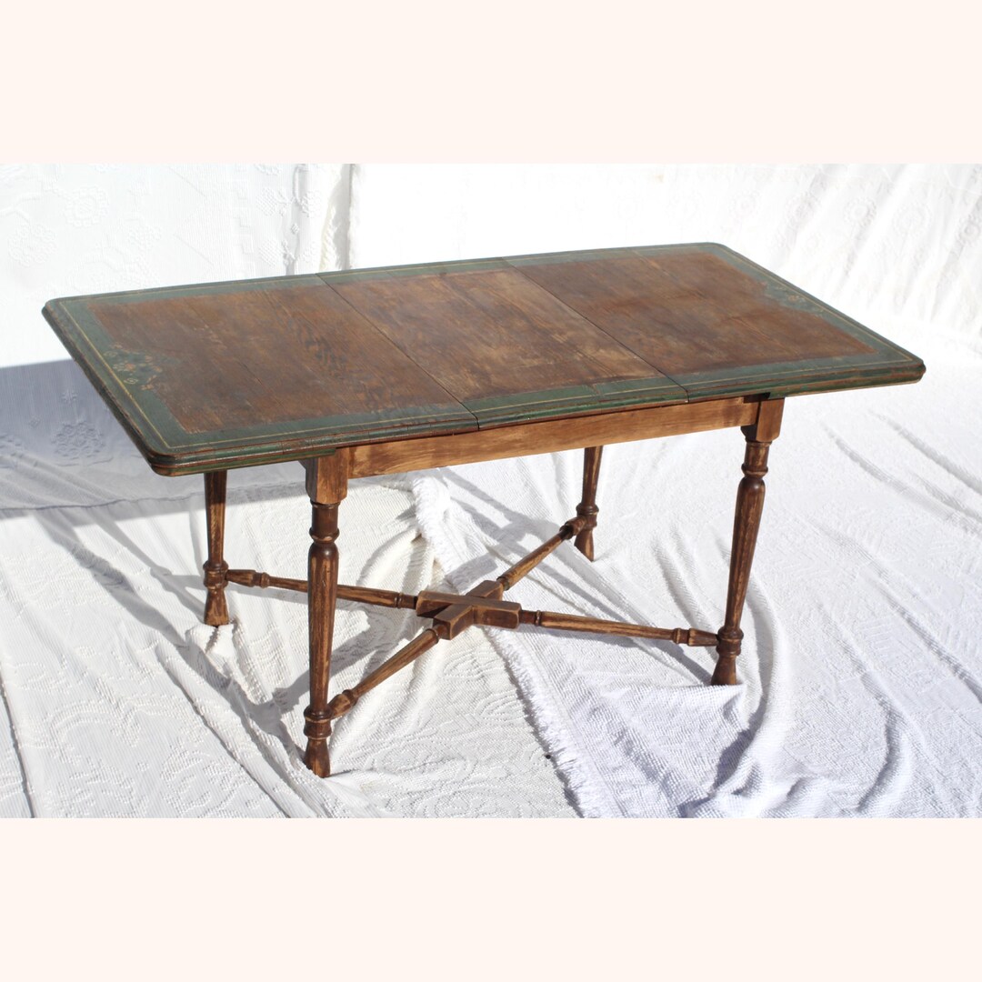 Handpainted Adjustable Farmhouse Table With Folk Art Flowers - Self ...