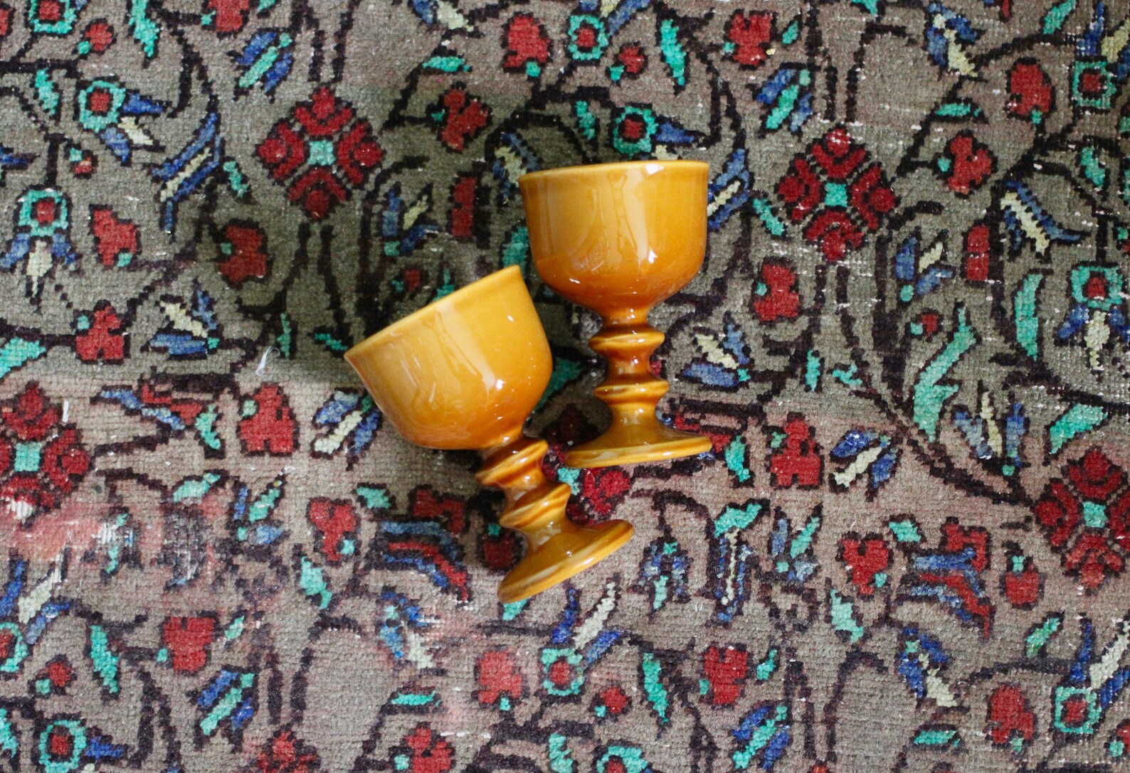 Pair Yellow Ceramic Goblets Ceramic Wine Glasses Wedding | Etsy