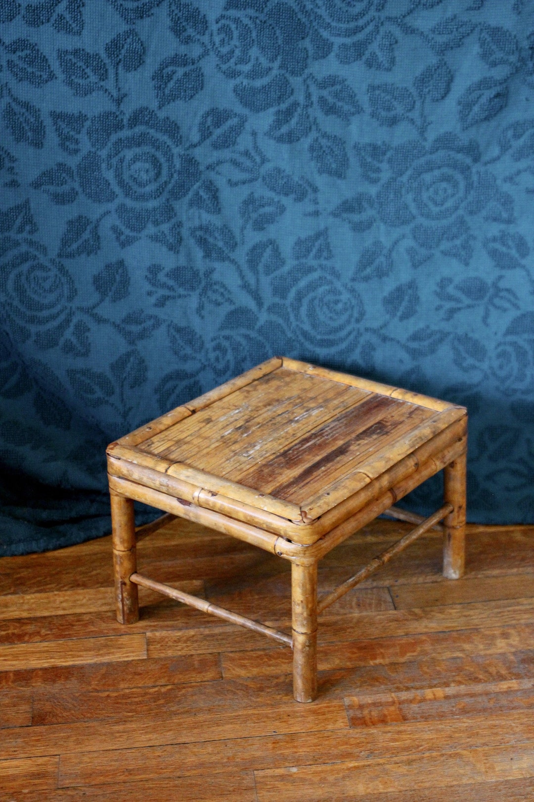 Bamboo Small Stool - Slat Stool - Small Plant Stand - Bamboo Plant ...