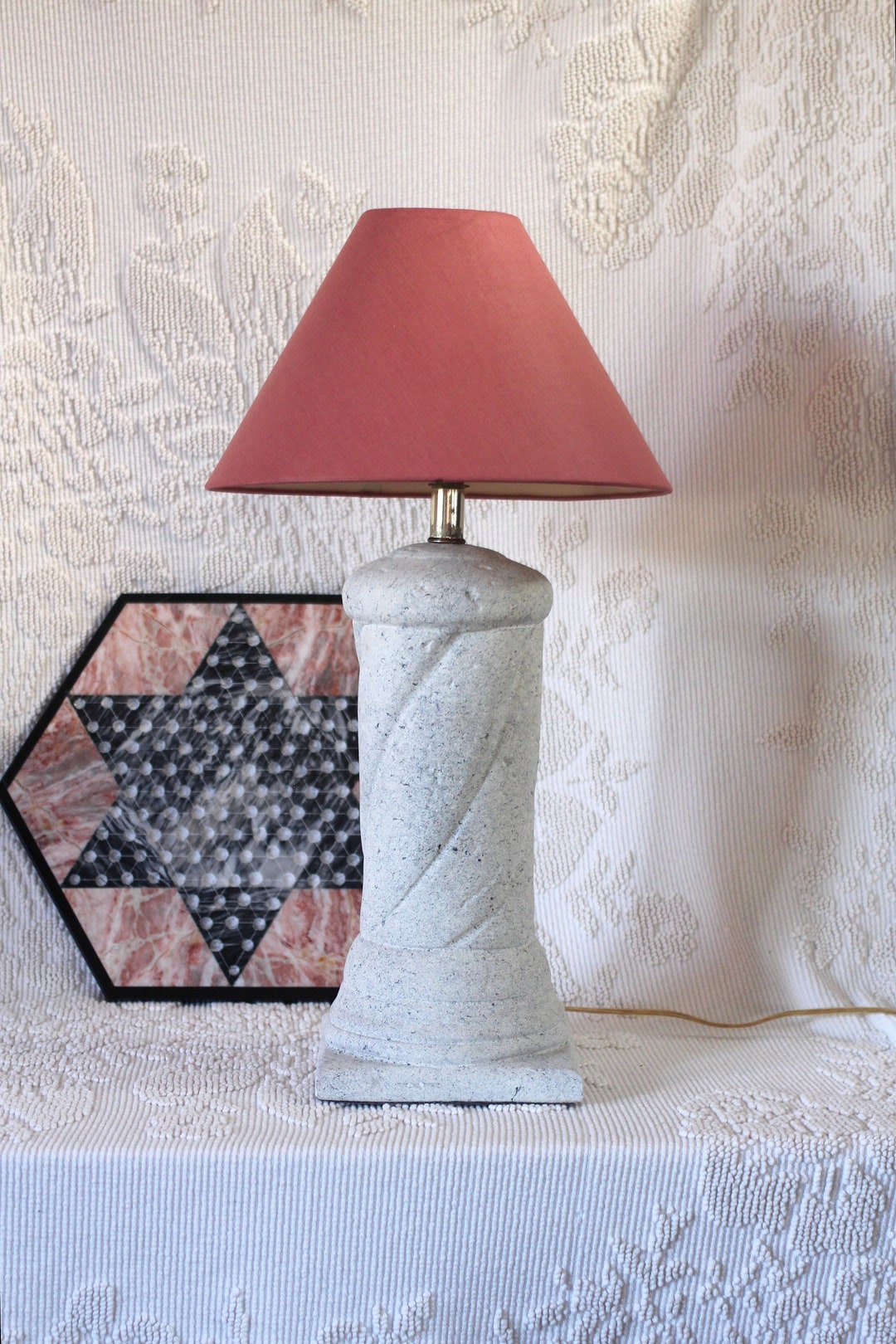 Large Gray Spiral Lamp - Retro 80s Lamp - Table Lamp - Spiral Lamp ...