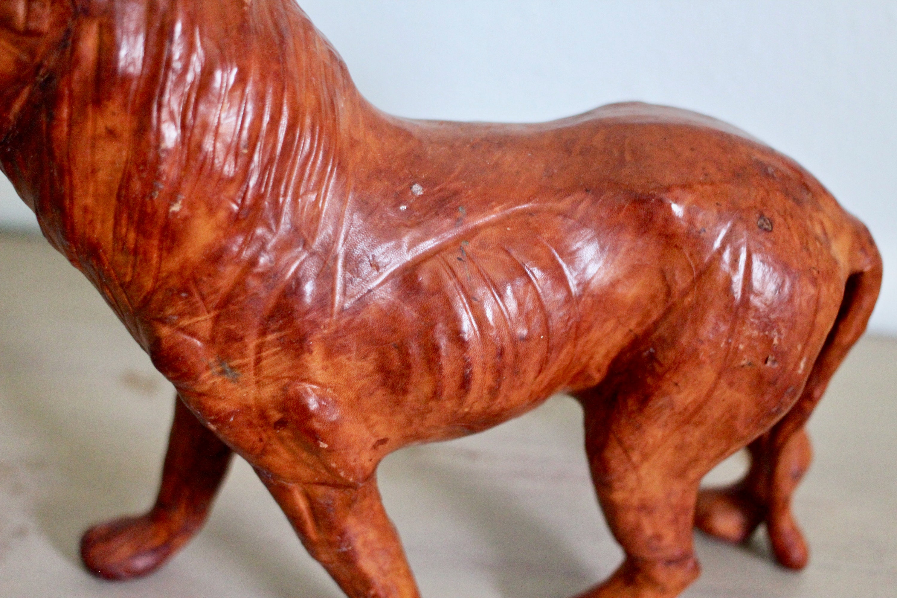 Leather wrapped Lion boho lion lion figure leather lion | Etsy