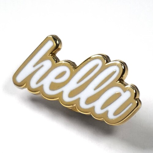 Hella White& Gold Enamel Label Pin Bay Area Hella Pin - Etsy