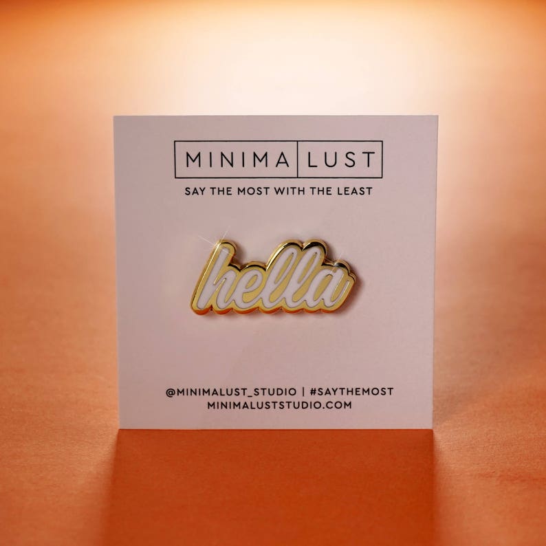 Hella White& Gold Enamel Label Pin Bay Area Hella Pin - Etsy