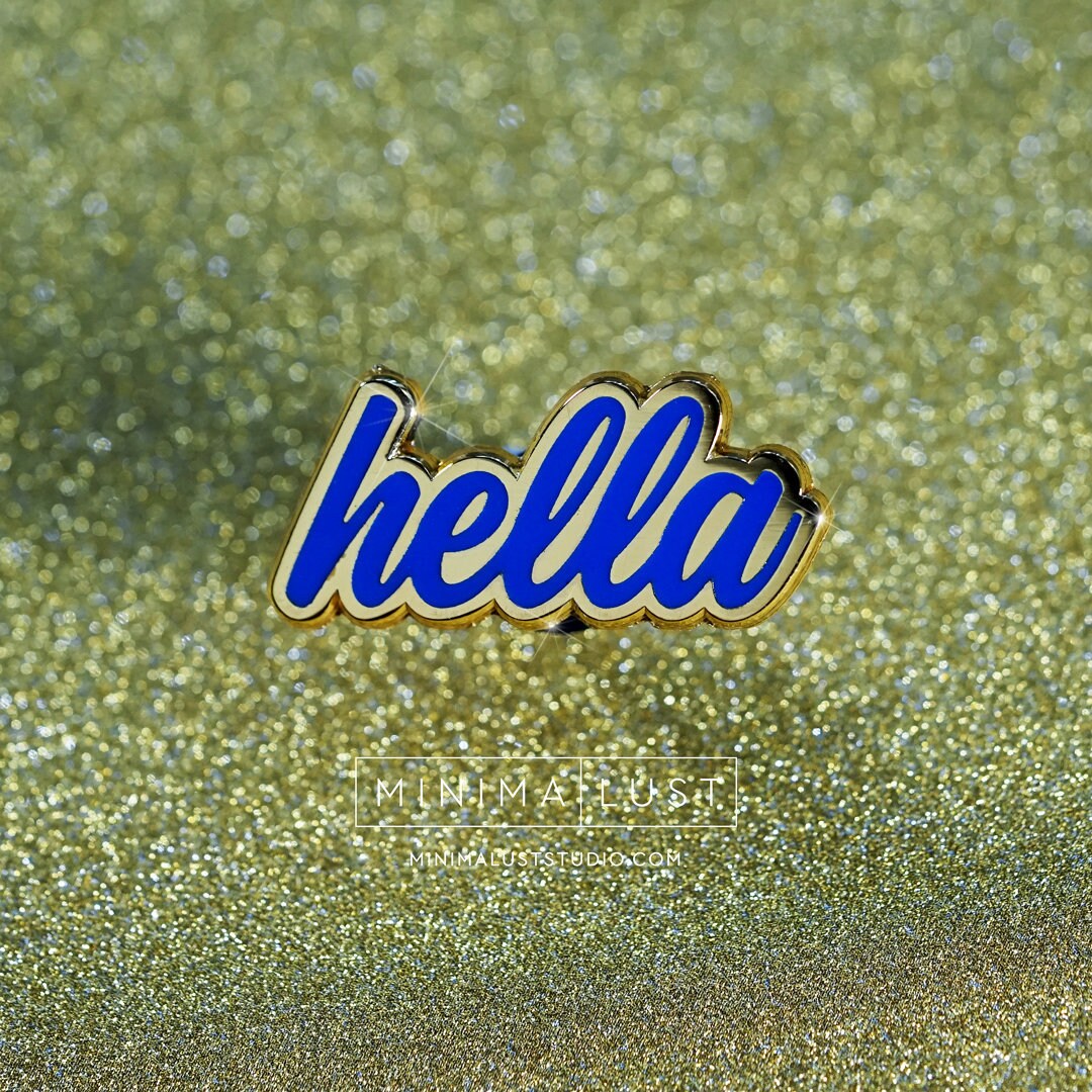 Hella Blue & Gold Enamel Label Pin - Warriors - Dub Nation - Hella Pin ...