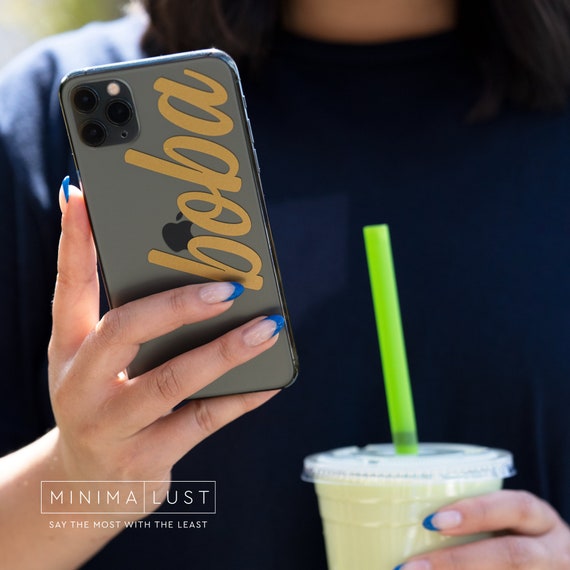 Boba Script Metallic Gold Vinyl Decal Milk Tea Boba | Etsy