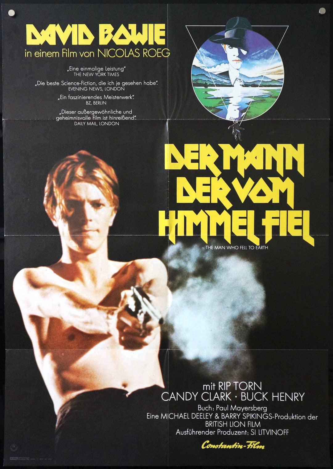 The Man Who Fell to Earth 1976 Original A1 German Movie Poster Starring David Bowie. A Nicolas ...