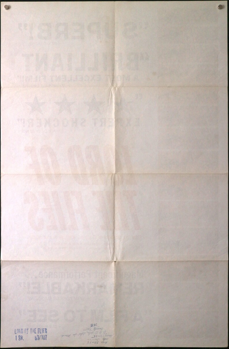 Lord of the Flies | 1963 | Original US One Sheet Movie Poster Starring ...