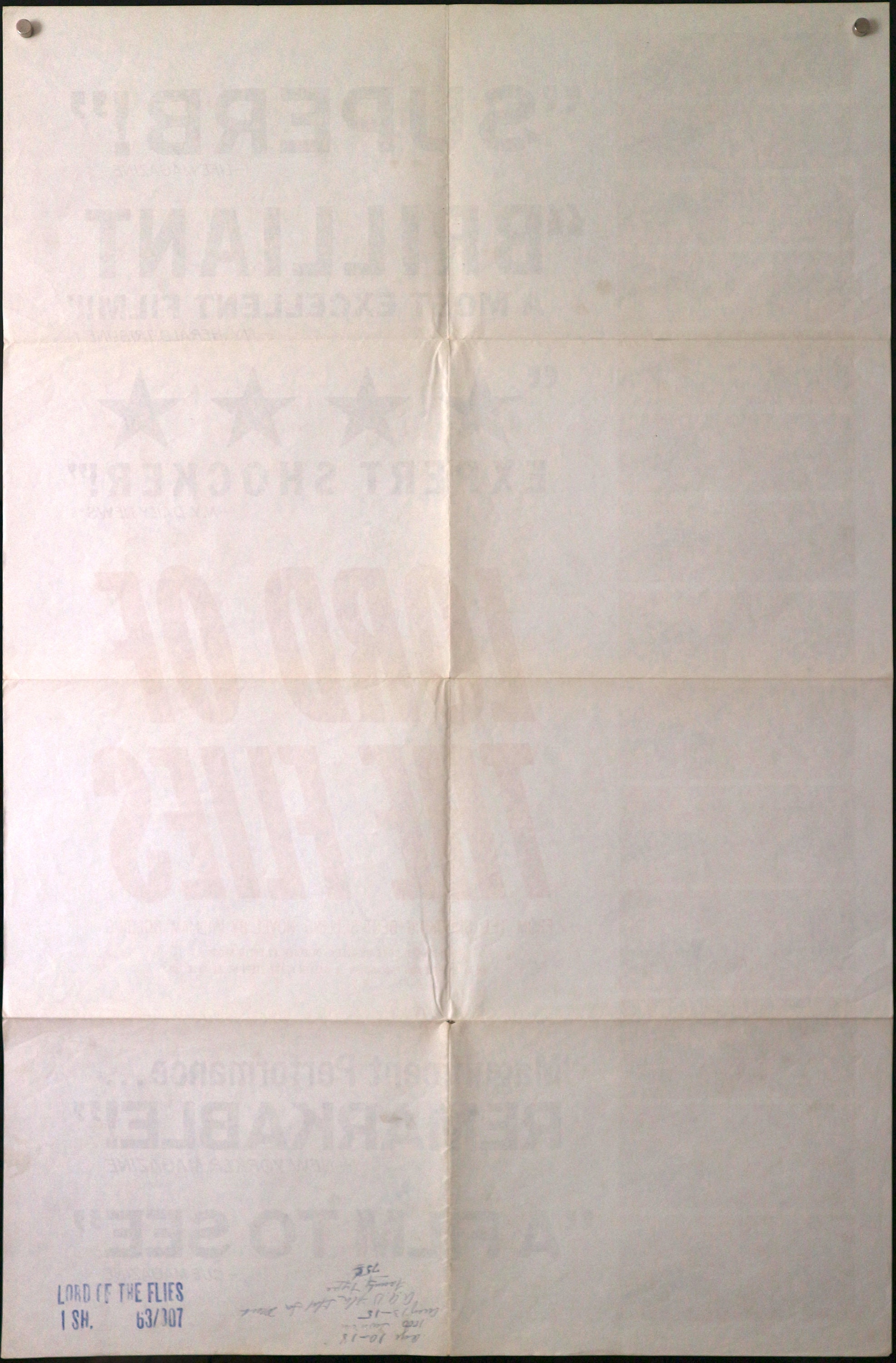 Lord of the Flies | 1963 | Original US One Sheet Movie Poster Starring ...