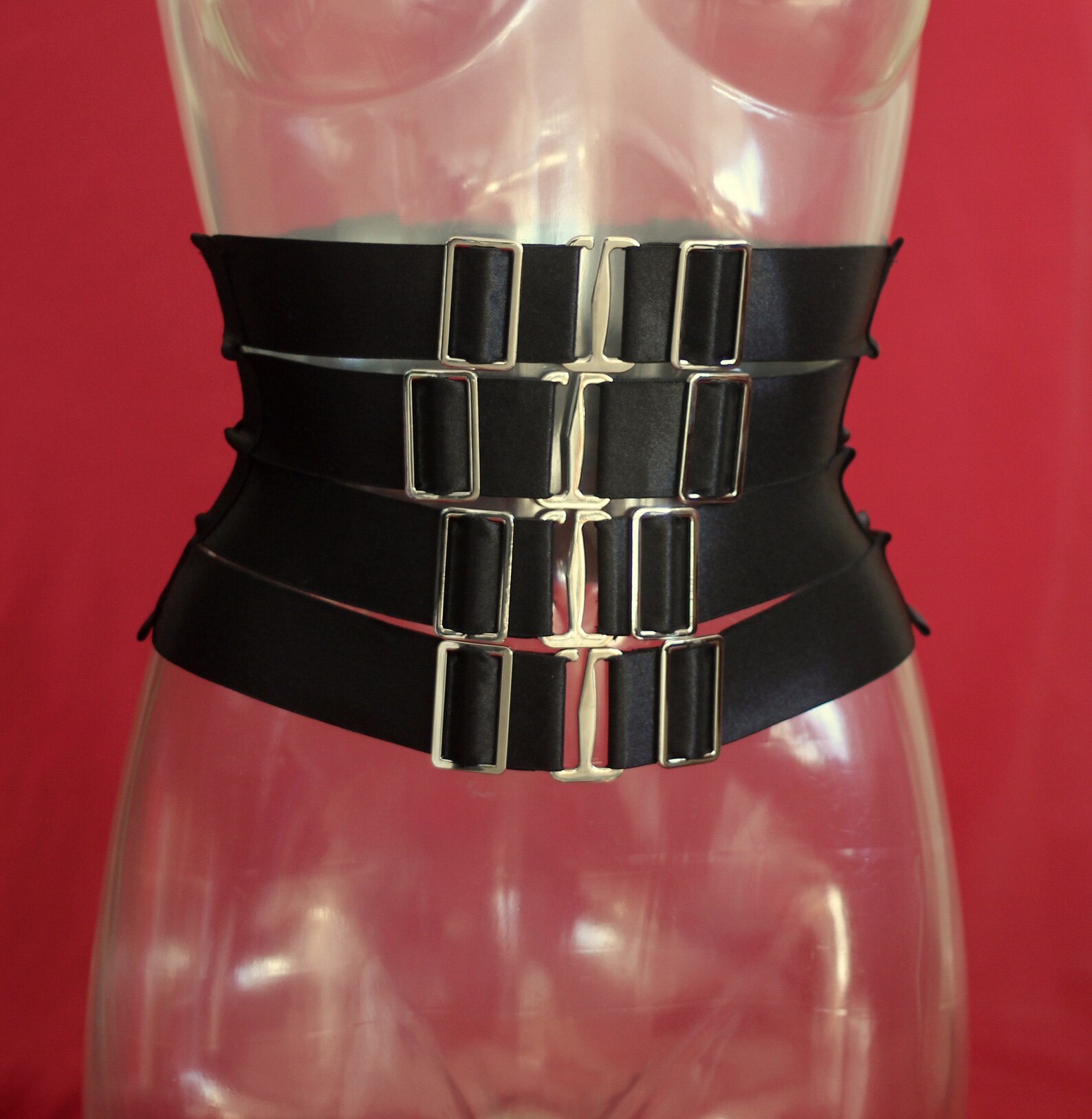Elastic Waist Cincher Belt in Black Satin - Etsy
