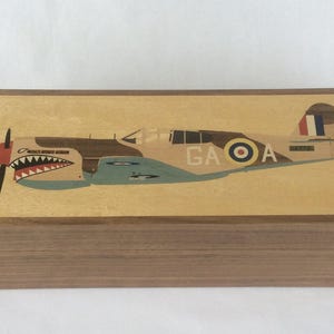 Wooden Watch Box Featuring Marquetry Aeroplane; Pilot Watch Box; Inlaid ...