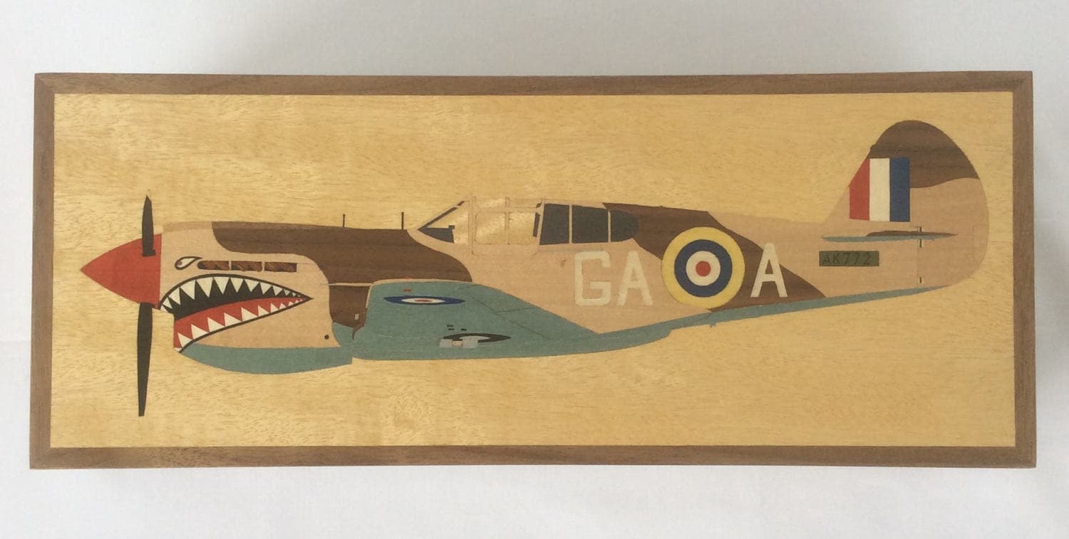 Wooden Watch Box Featuring Marquetry Aeroplane; Pilot Watch Box; Inlaid ...