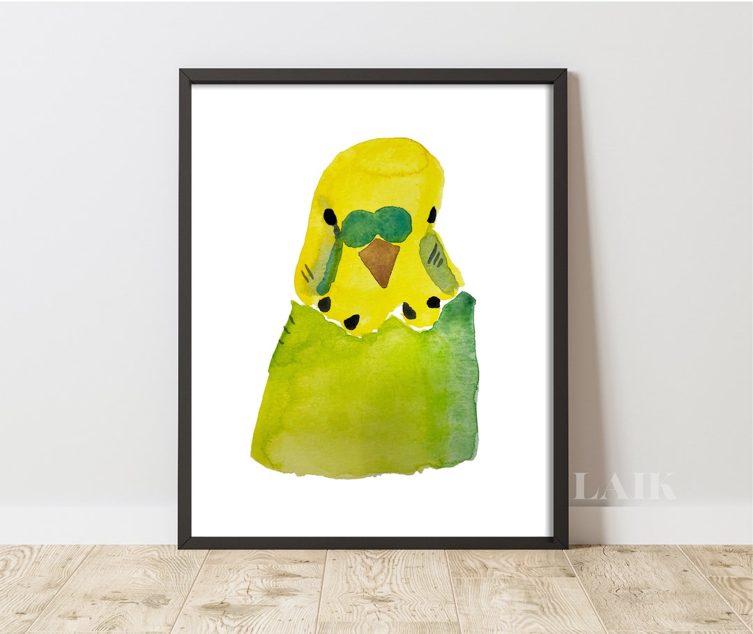 Parakeet Painting Art Print, Bird Wall Art, Watercolor Animal Print ...