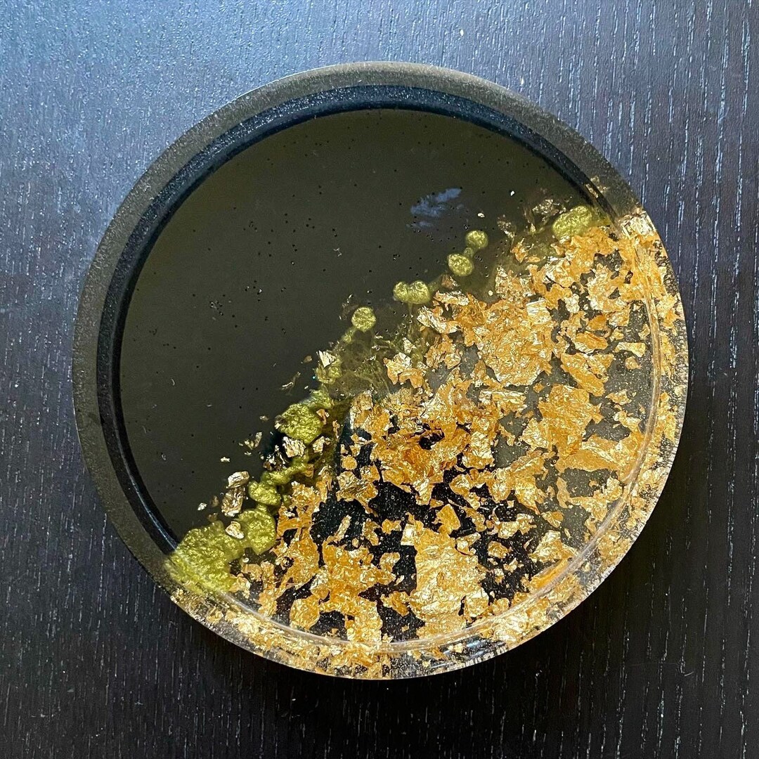 Black and Gold Epoxy Resin Coasters, Jewelry Tray, Trinket Dish ...