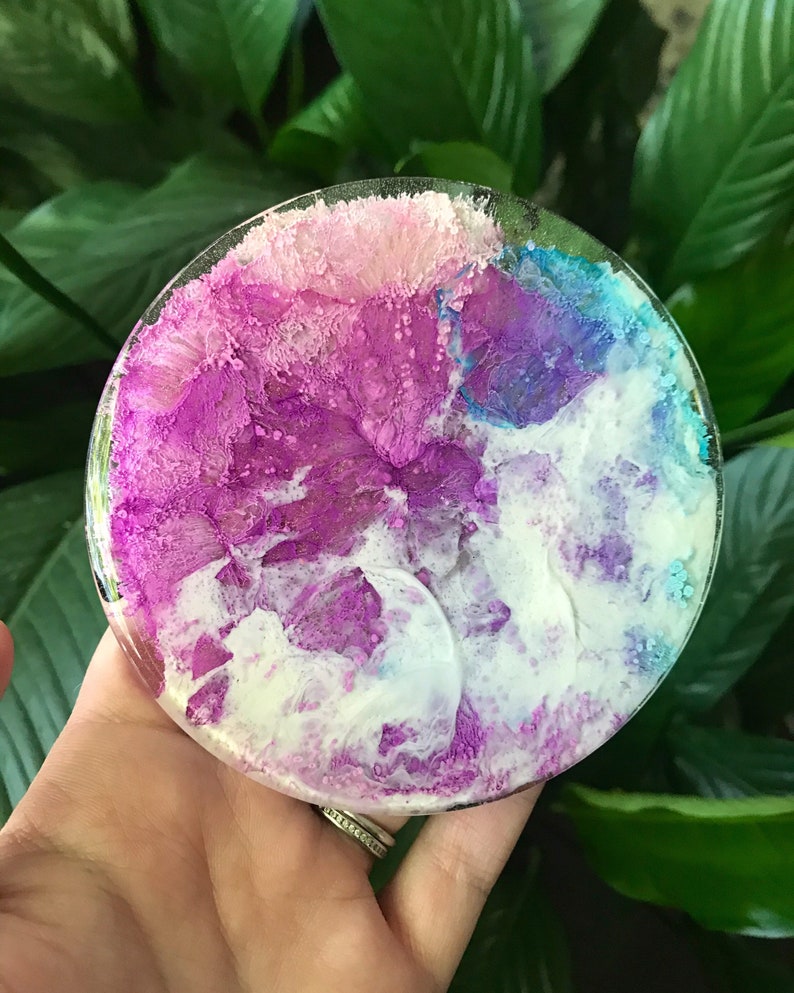Misty Purple & Rose Epoxy Resin Coasters Gold Shimmer - Etsy